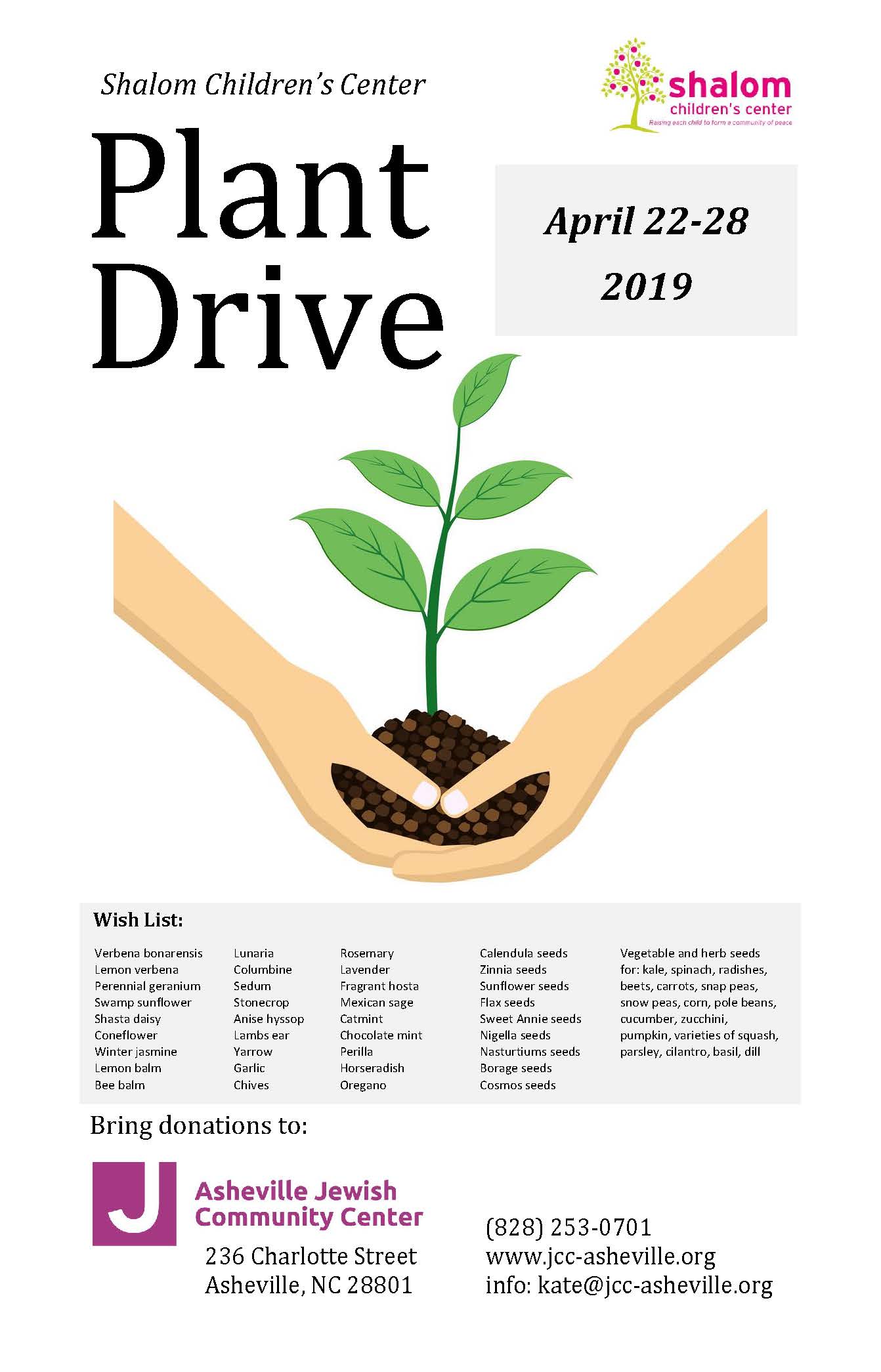 Tikkun Olam Plant Drive - Asheville JCC