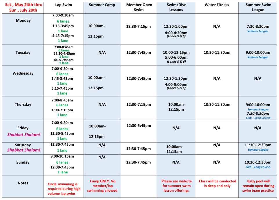 Pool Schedule - Asheville JCC